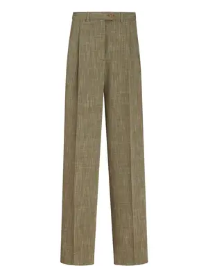 Etro Slub-effect Tailored Trousers - Green