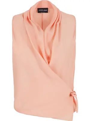 Giorgio Armani Side-tie Draped Silk Top - Pink