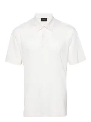 Brioni Logo-embroidered Wool Polo Shirt - Neutrals