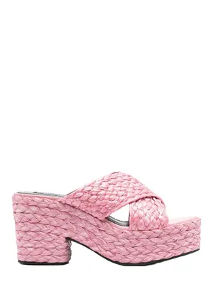 SERGIO ROSSI 85mm Woven Raffia Sandals - Pink