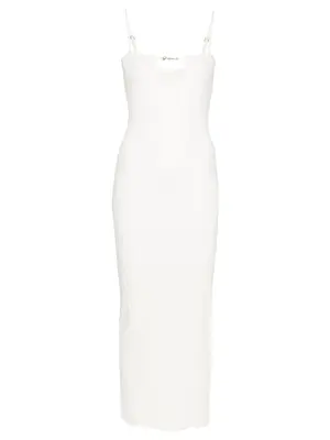 Jacquemus Sierra Ribbed Knit Midi Dress - White