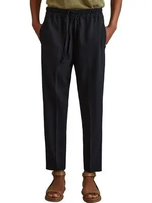 REISS Hailey Petite Tapered Pull-on Trousers - Navy
