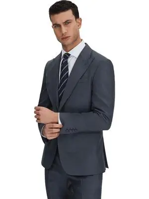 REISS Humble Slim Fit Single Breasted Wool Blazer - Airforce Blue