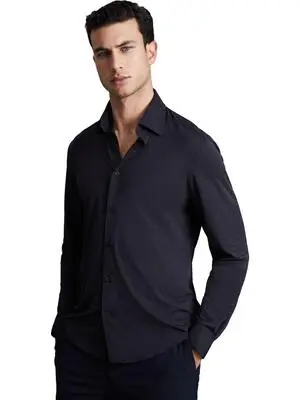 REISS Voyager Regular Fit Button-through Travel Shirt - Navy