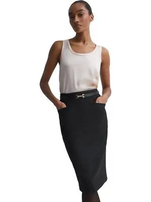 REISS Haisley Petite Tailored Pencil Skirt - Black