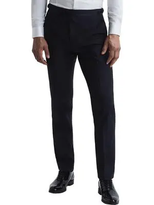 REISS Poker Standard Trim Modern Fit Tuxedo Trousers - Navy
