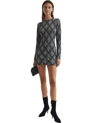 REISS Annie Metallic Jacquard Mini Dress