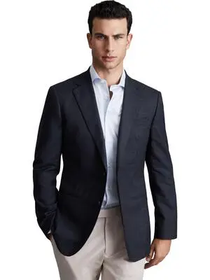 REISS Dunn Single Breasted Wool Suit Slim Fit Blazer - Navy