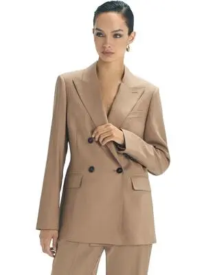 REISS Kate Wool Double-breasted Blazer - Camel