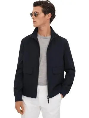 REISS Reiss Rufus Funnel Neck Jacket Navy