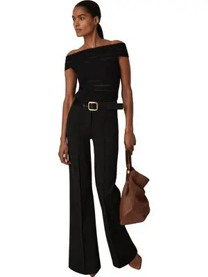 REISS Claude Petite High-rise Flared Trousers - Black