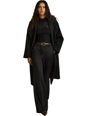 REISS Millie Petite Flared Suit Trousers Black