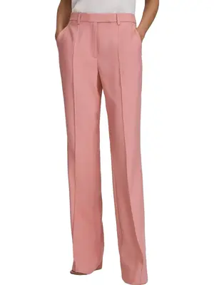 REISS Millie Petite Flared Suit Trousers Pink