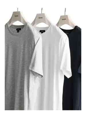 REISS 3 Bless Cotton Crew-neck Tailored-fit T-shirts 3-pack - Multi