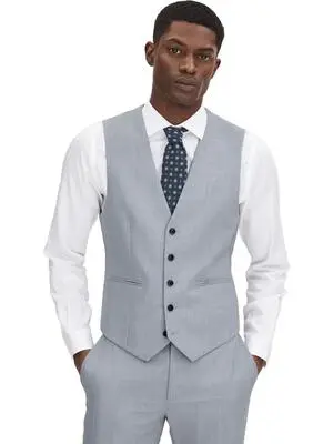 REISS Dandy Slim-fit Wool Waistcoat - Soft Blue