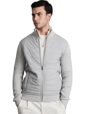 REISS Zip-Through Hybrid Jacket Soft Grey