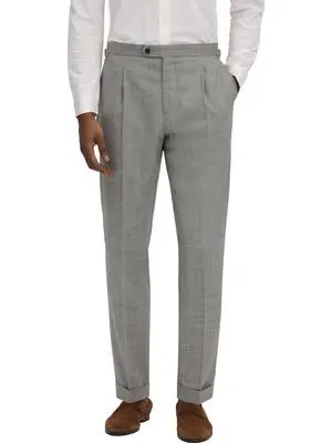REISS Valentine Slim Fit Wool Blend Trousers - Soft Grey