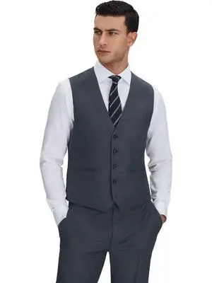 REISS Slim-fit Wool Waistcoat - Airforce Blue