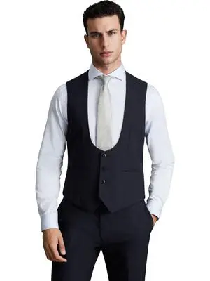 REISS Horseshoe Slim Fit Wool Waistcoat - Navy