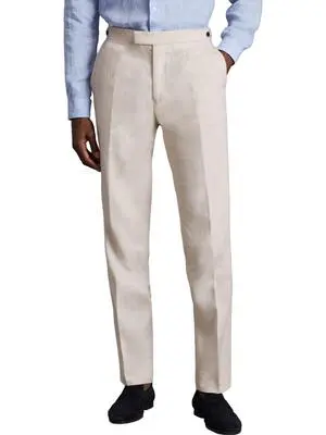 REISS Reiss Kin Slim Fit Linen Trousers Stone