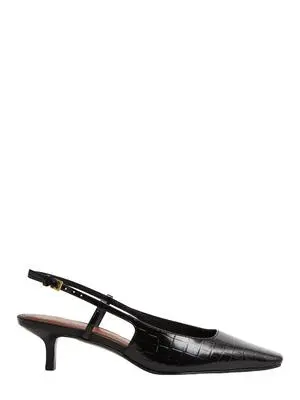 REISS Jade Leather Slingback Heels - Black