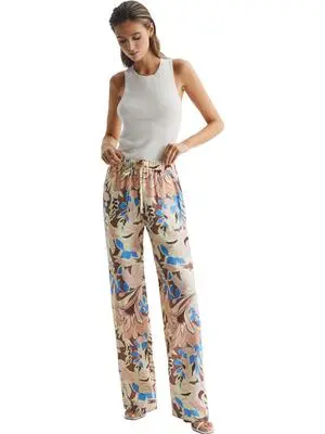 REISS Reiss Liv Floral Printed Wide Leg Trousers