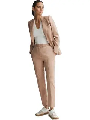 REISS Marlie Slim Fit Wool Blend Trousers - Camel