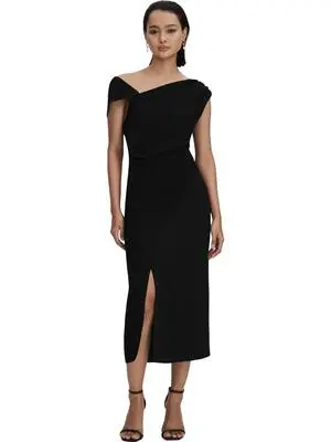 REISS Miller Asymmetric Bodycon Midi Dress - Black