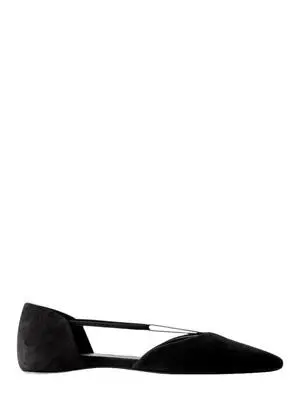 TOTEME The T-strap Suede Point-toe Flats - Black
