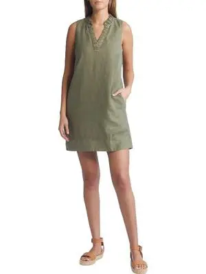 Tommy Bahama Tommy Bahama Two Palms Ruffle Linen Dress Tea Leaf