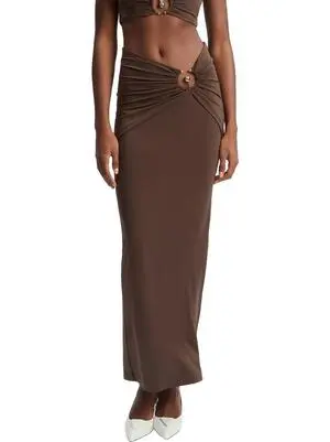 Bardot Neve Cutout Maxi Skirt - Chocolate