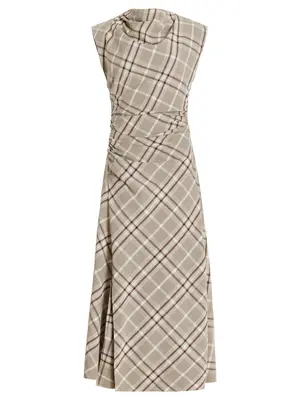 Simkhai SIMKHAI Burke Draped Jersey Midi Dress Plaid