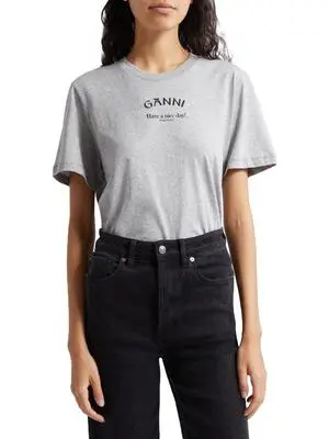 GANNI Organic Cotton Logo Graphic T-shirt - Paloma Melange