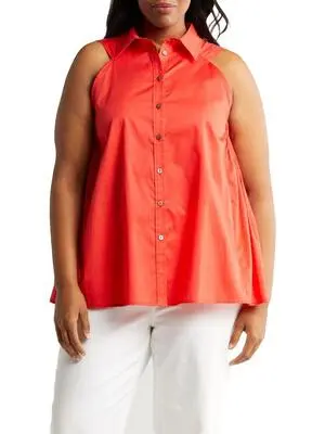 HARSHMAN Ziva Sleeveless Button-up Shirt - Poppy Red