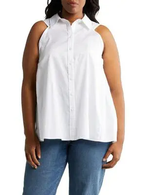 HARSHMAN Ziva Sleeveless Button-up Shirt - White