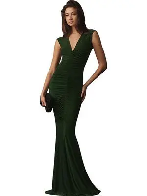 Norma Kamali Sleeveless Fishtail Gown - Dark Emerald