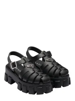 Prada Rubber Monolith Sandals - Black