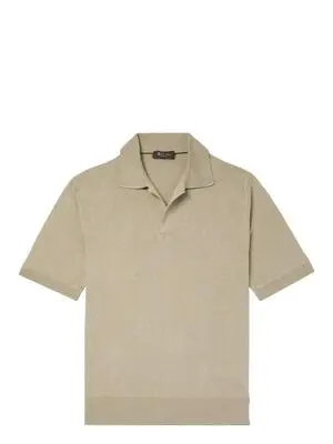 Loro Piana Silk And Linen-blend Polo-shirt - Neutrals
