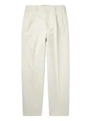 Loro Piana Gosen Straight-leg Pleated Cotton-blend Trousers - Neutrals
