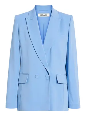 Diane Von Furstenberg Salzburg Double-breasted Crepe Blazer - Light Blue