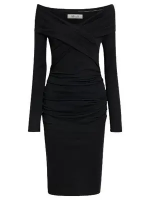 Diane Von Furstenberg Off-the-shoulder Wool-blend Jersey Dress - Black