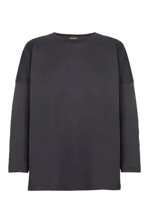 Eskandar Round Neck Long Sleeve T-shirt - Navydark