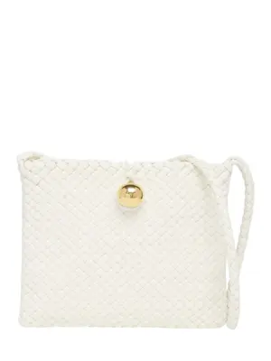 Bottega Veneta Intrecciato Leather Pouch Bag - Bone-m Brass