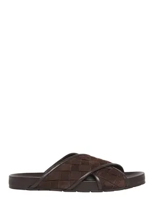 Bottega Veneta Bottega Veneta Tarik Intrecciato Suede Slide Sandals Fondant