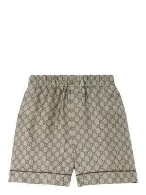 Gucci Gg Supreme Printed Silk-twill Shorts - Brown