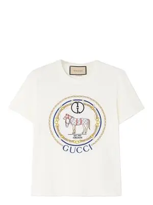 Gucci Embroidered Cotton-jersey T-shirt - White
