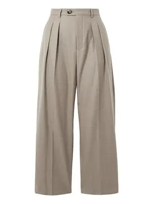 Loro Piana Pleated Wide-leg Wool Pants - Gray