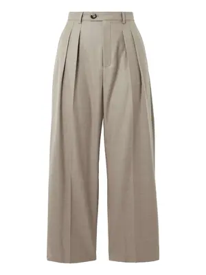 Loro Piana Loro Piana Pleated Wide-Leg Wool Pants Stone