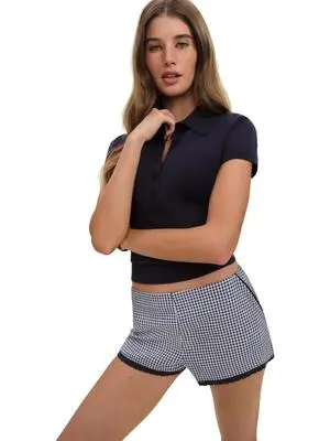 REFORMATION June Low Rise Short Navy Gingham