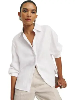 REFORMATION Andy Oversized Linen Shirt - Ivory
